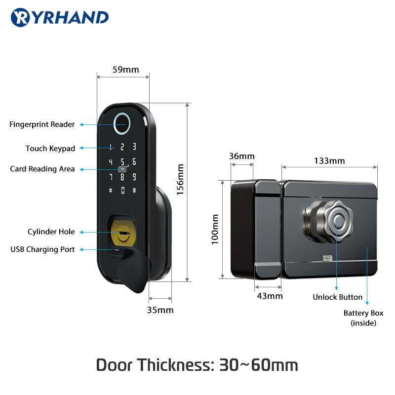 R5——Tuya-Fingerprint door waterproof lock – YRHAND