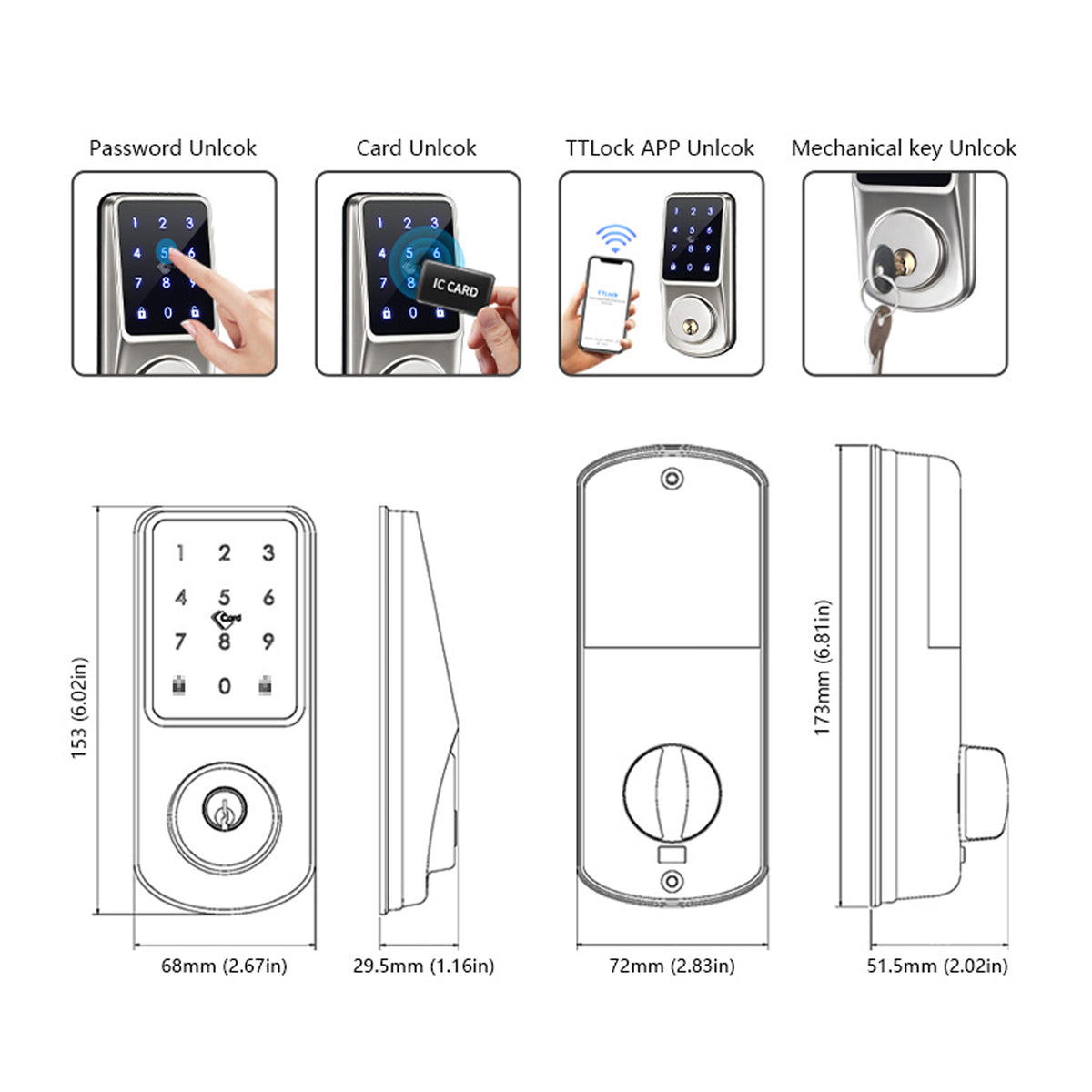 A220——smart with Keypad Automatic Door Lock – YRHAND
